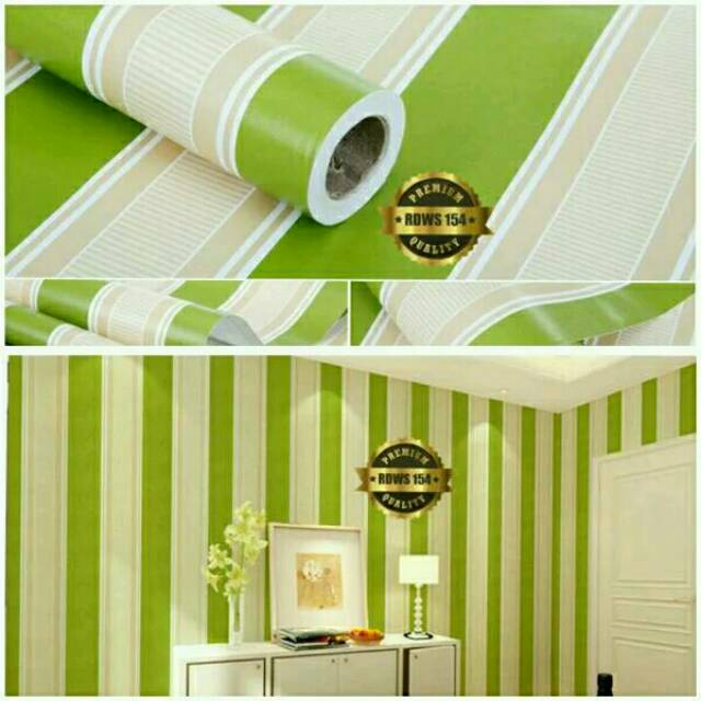 Jual WALLPAPER DINDING MURAH / WALLPAPER STICKER MOTIF SALUR HIJAU 45 CM x 9 - 10 M | Shopee ...