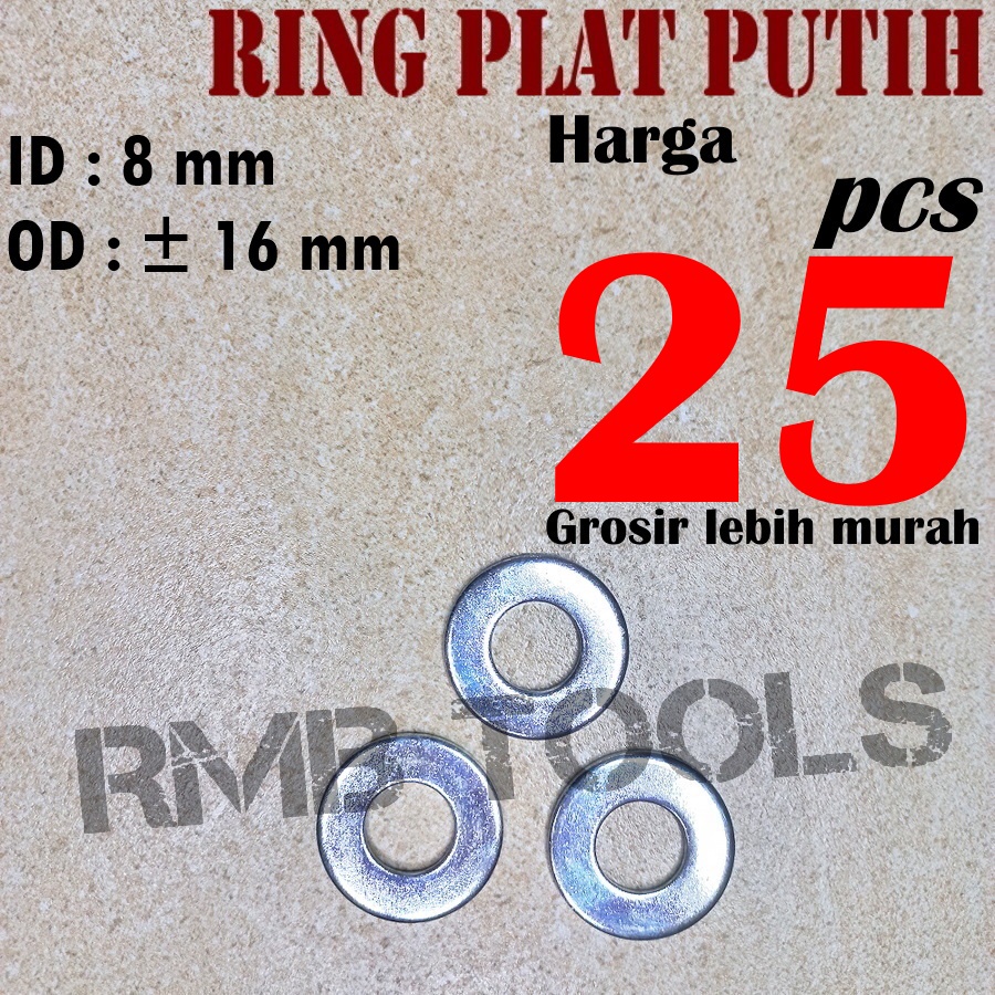 Jual ring plat putih m8x16 besi galvanis baut kunci 12 washer plate m8 ...