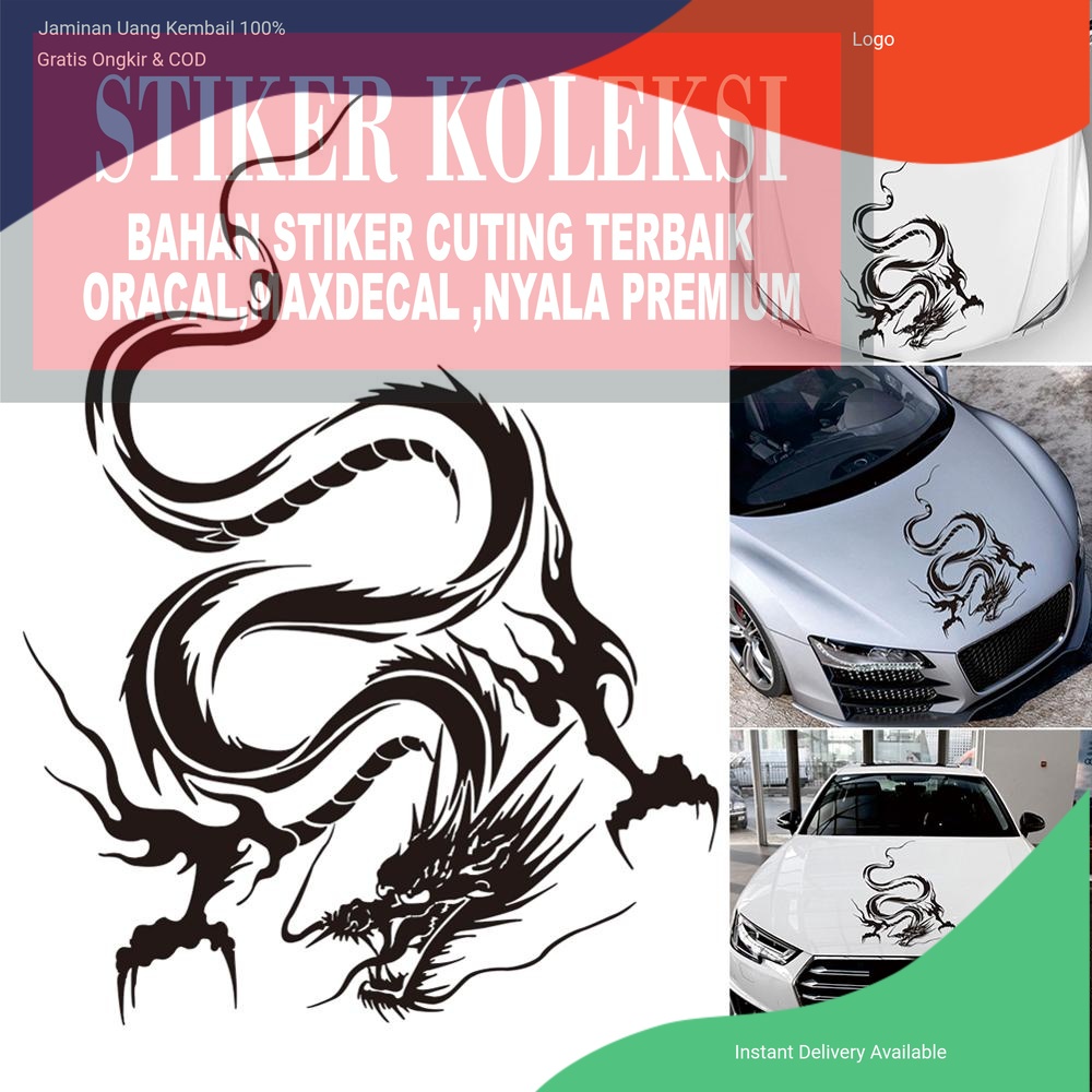 Jual 50X36Cm Stiker Badan Mobil Universal Pola Naga Tahan Air Decal ...