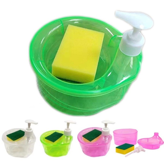 Jual Tempat Dispenser Sabun 2in1 Soap Pump Botol Cuci Piring Bulat ...
