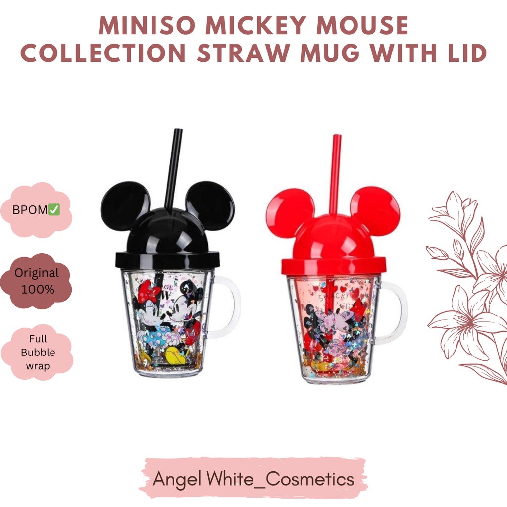 Jual MINISO MICKEY MOUSE COLLECTION STRAW MUG WITH LID | Shopee Indonesia