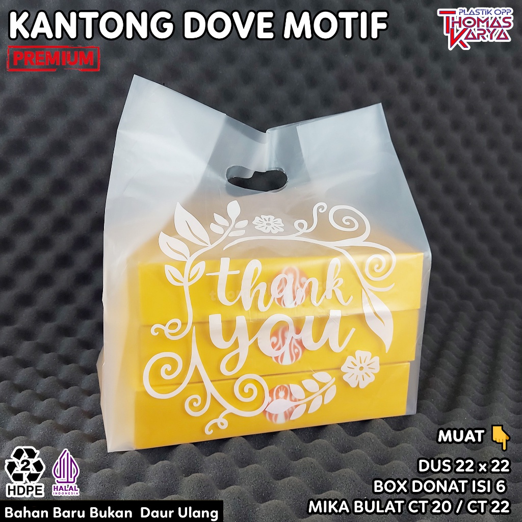 Jual Kantong Plastik Dove 30x45 Motif THANK YOU PUTIH isi 50 Packaging ...