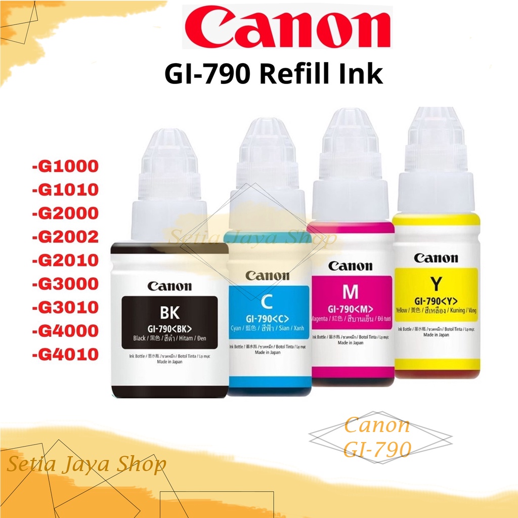 Jual paket 1 SET 4 PCS Tinta Canon Gi 790 For Printer, tinta printer ...