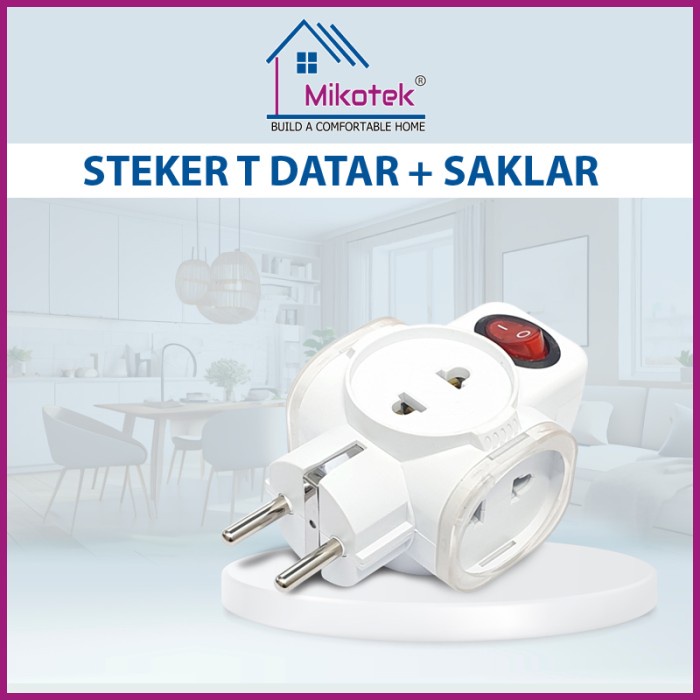 Jual Steker T Arde Mikotek 4 Lubang Colokan 4 Cabang Saklar On/Off MT ...