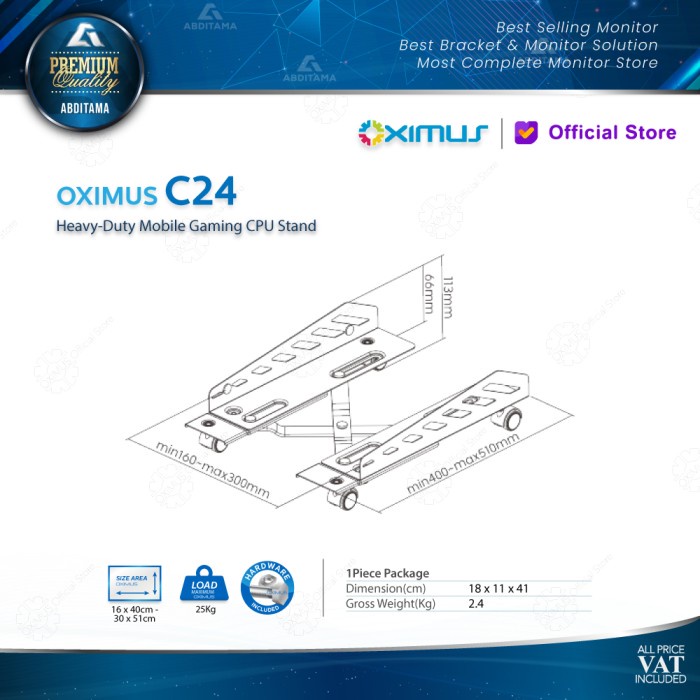 Jual Rak CPU Tray CPU Tempat CPU tatakan Adjustable Width CPU OXIMUS ...