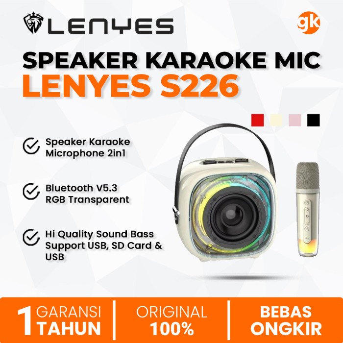 Jual LENYES S226 Speaker Karaoke Microphone Bluetooth Wireless Portable KTV RGB LED Light ...