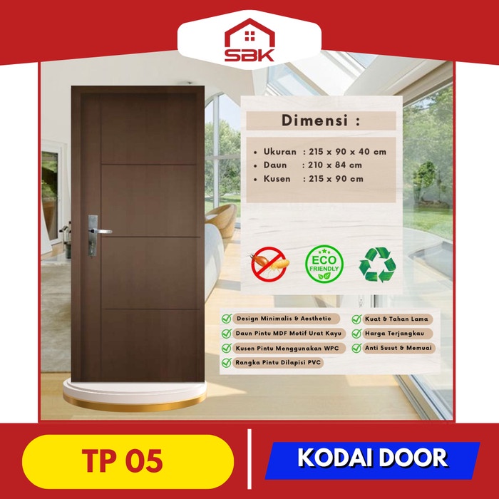 Jual Pintu Kamar | Pintu Engineering Door 90x215 TP 05 KODAI | Shopee ...