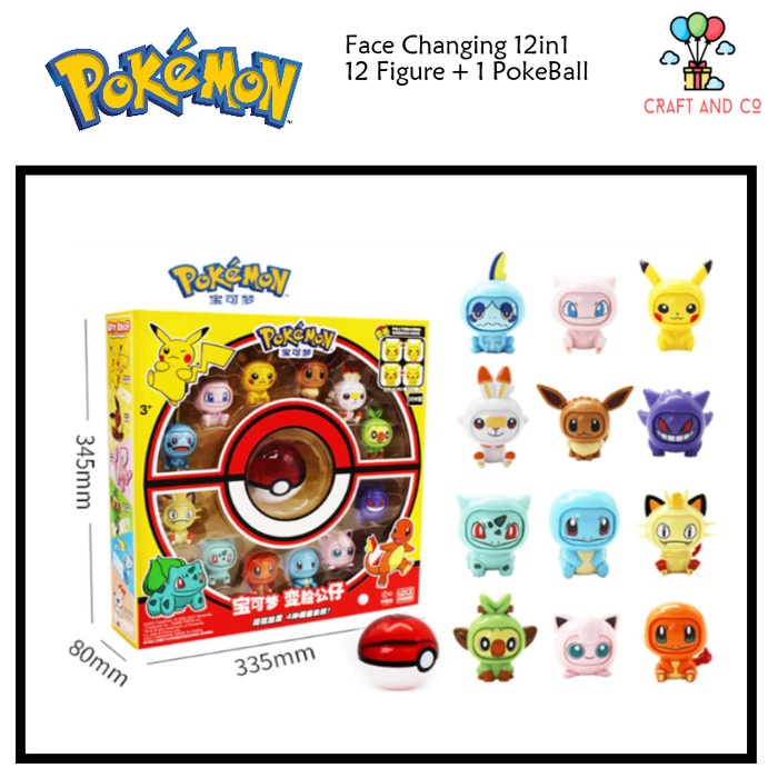 Jual Vincent Pokemon changing face figure cute Pikachu / Eevee ...