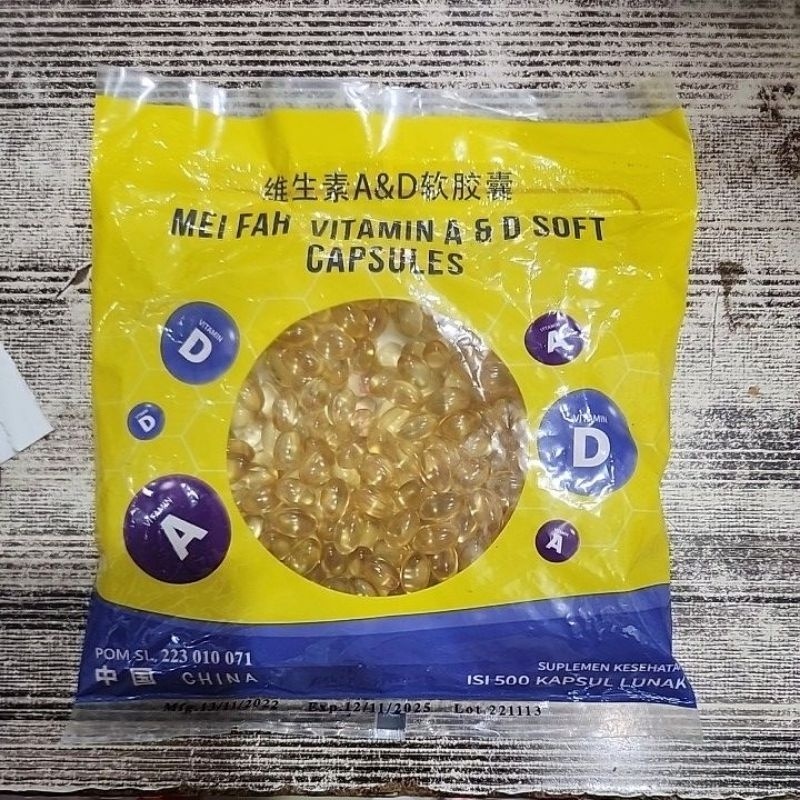 Jual Meifah Vitamin A&D Soft Capsules minyak ikan kapsul 500s | Shopee ...