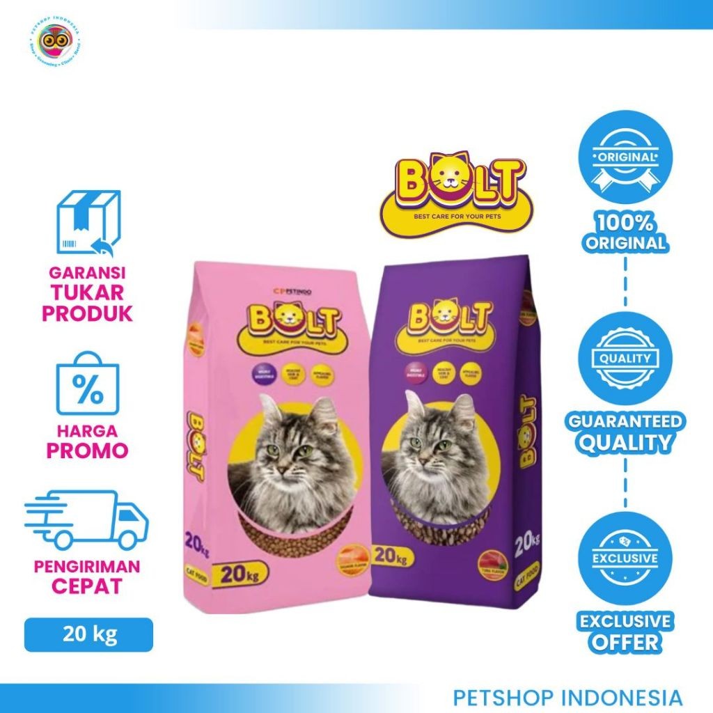 Jual Bolt Cat Food variant tuna dan salmon 20kg - Makanan Kucing Dewasa ...