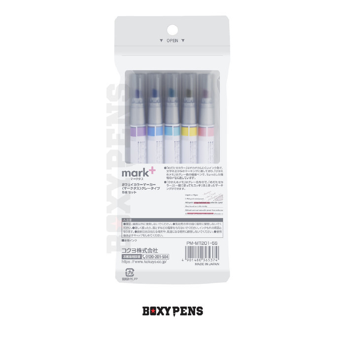 Jual Kokuyo Mark+ Two Way Color Highlighter Set Gray Series - 5 Colours ...