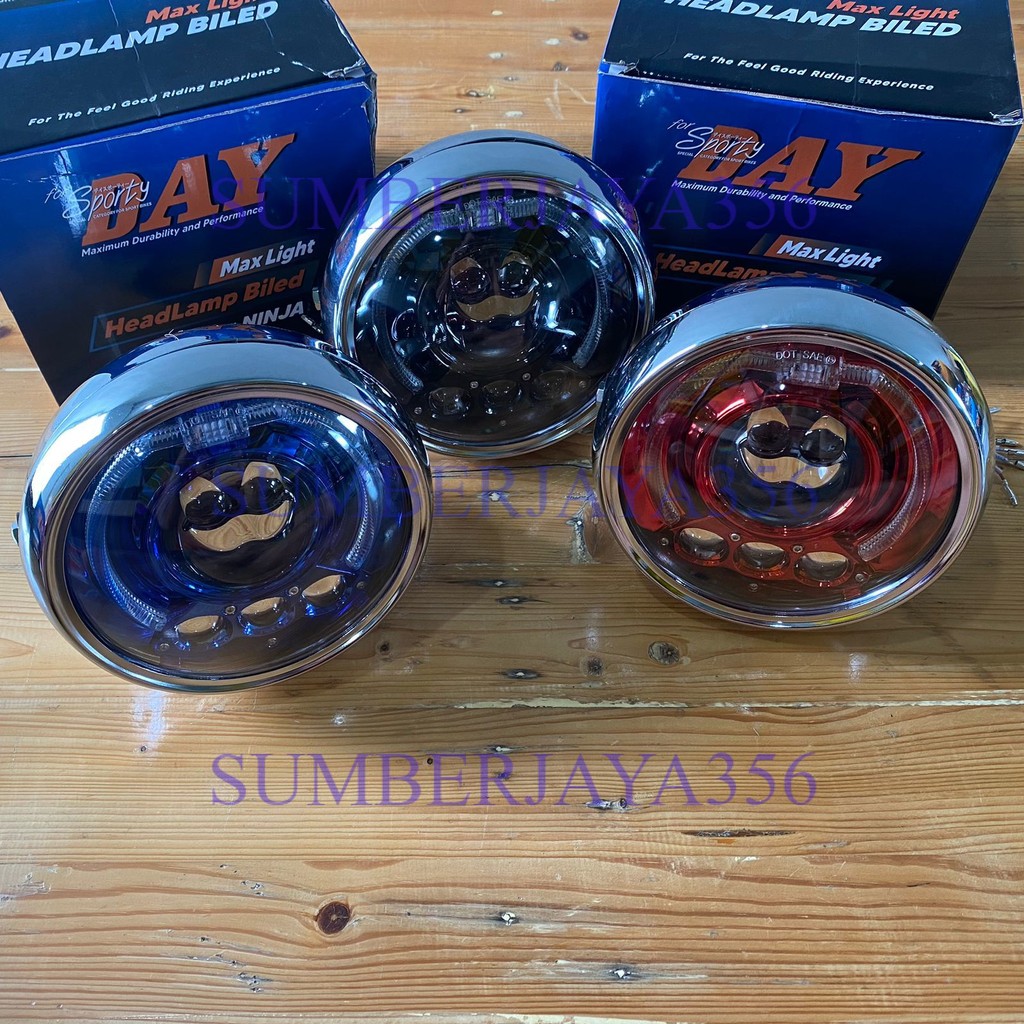 Jual LAMPU DEPAN NINJA SS SET BILED 7 INCH DAY RGB HEADLAMP NINJA R ...