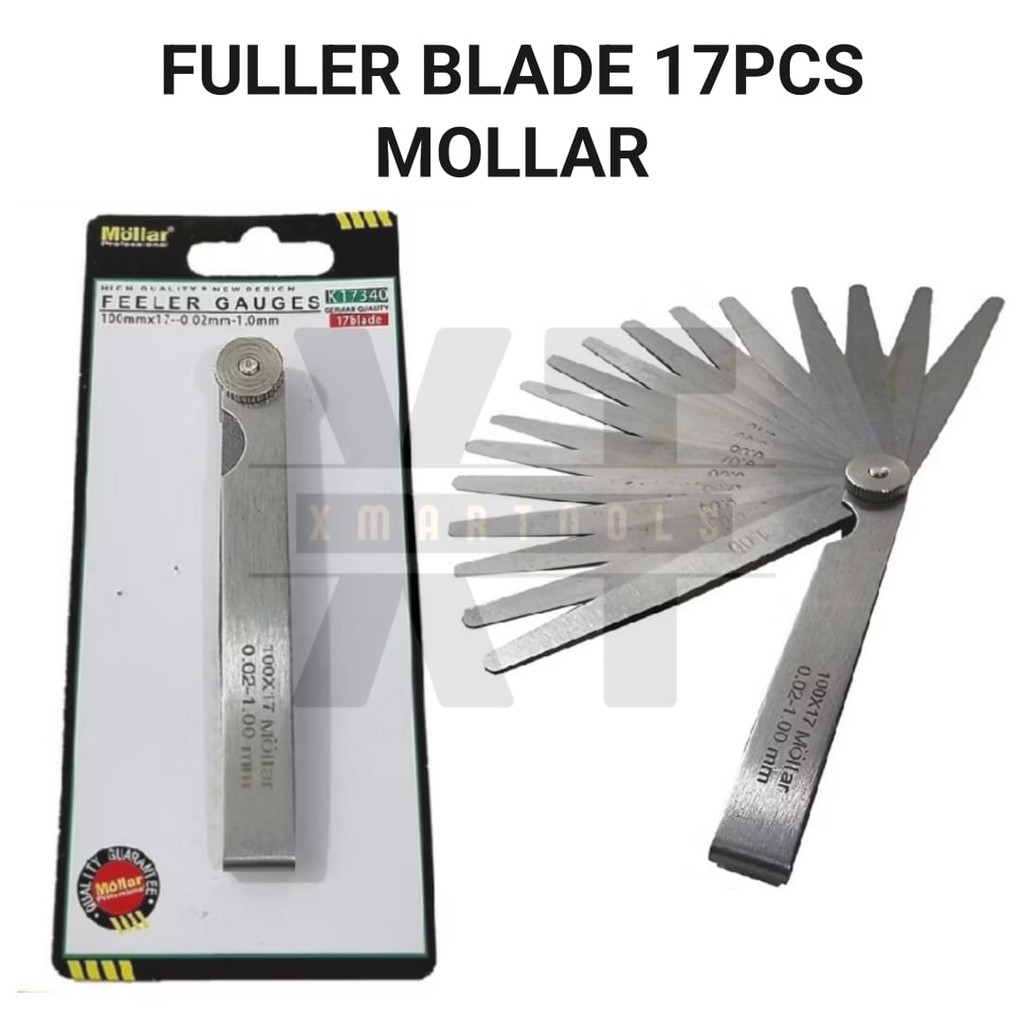 Jual Feeler Gauge 17 Blades MOLLAR - Alat Pengukur Celah Kunci Stel Klep 0,02mm-1mm - Fuller ...