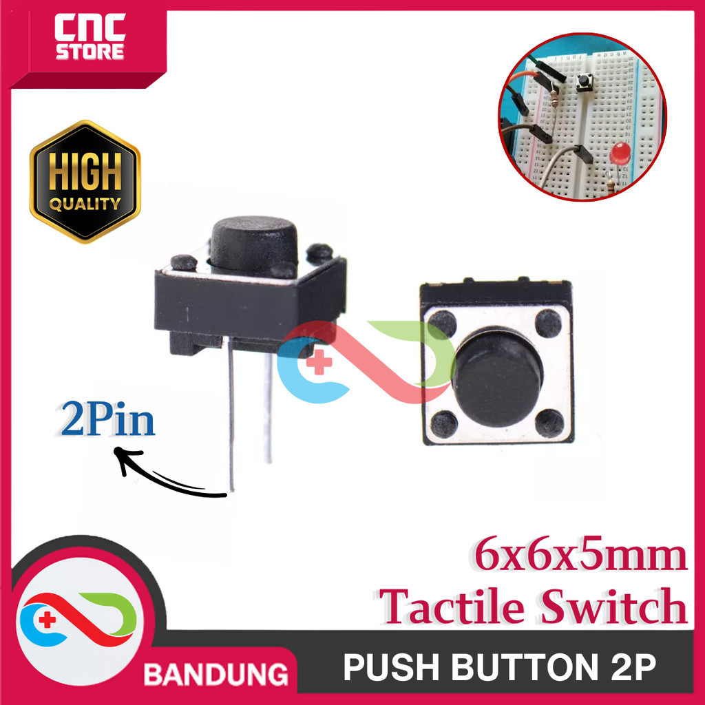 Jual TACTILE SWITCH PUSH BUTTON 6X6X5 MM 2P | Shopee Indonesia