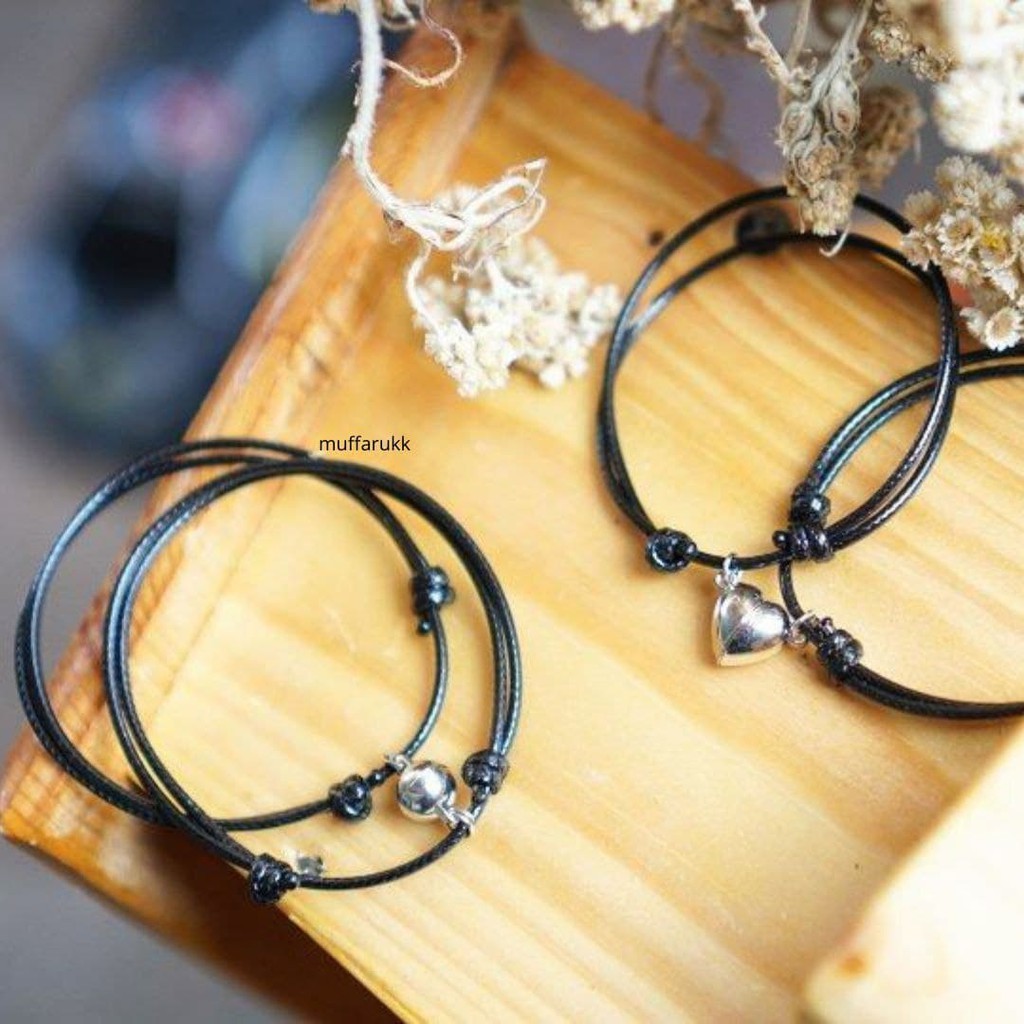 Jual cod GELANG COUPLE POLOS MAGNET TALI ANTI AIR / GELANG MAGNETIC ...