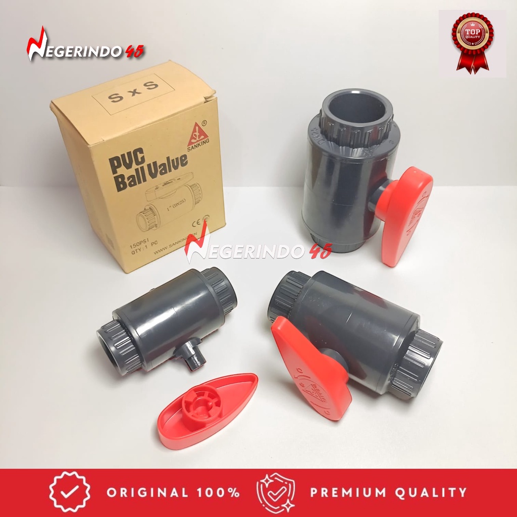 Jual SANKING STOP KRAN PVC POLOS 1/2" / 3/4" / 1" INCH BALL VALVE PVC ...