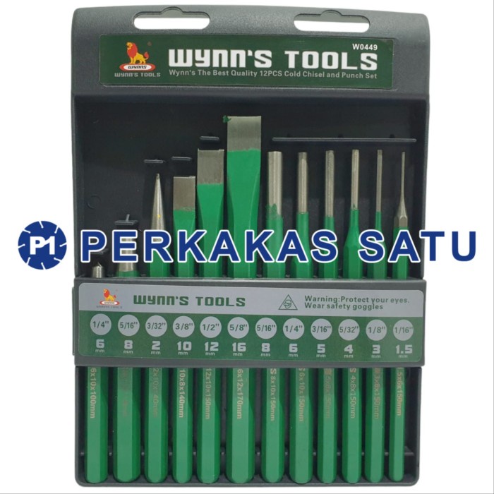 Jual PUNCH & CHISEL SET 12PCS WYNNS W0449 DRIP & PAHAT BESI SET 12 PCS ...