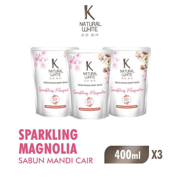 Jual K Natural White Sabun Mandi Cair Magnolia Pouch 400 ml x3 | Shopee ...