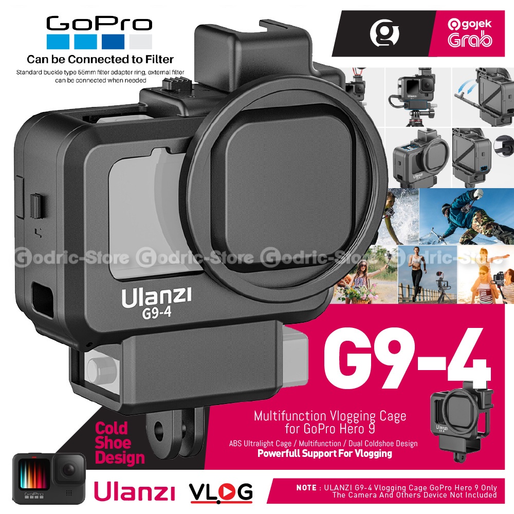 Jual ULANZI G9-4 Vlog Case for GoPro Hero 9 10 Protective Casing Frame Housing with House Shoe ...