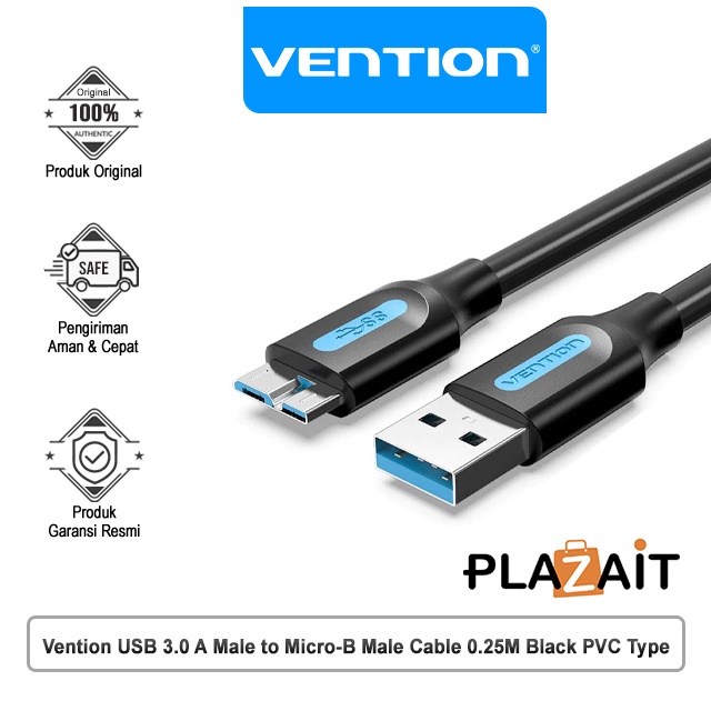 Jual Vention COP Kabel Data USB 3.0 A Male to Micro-B Male Cable 0.25M ...