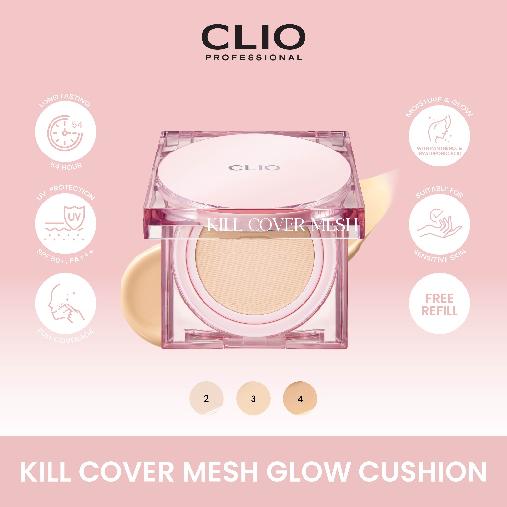 Jual (COD) CLIO Kill Cover Mesh Glow Cushion SPF 50+, PA++++ (FREE REFILL) | Shopee Indonesia