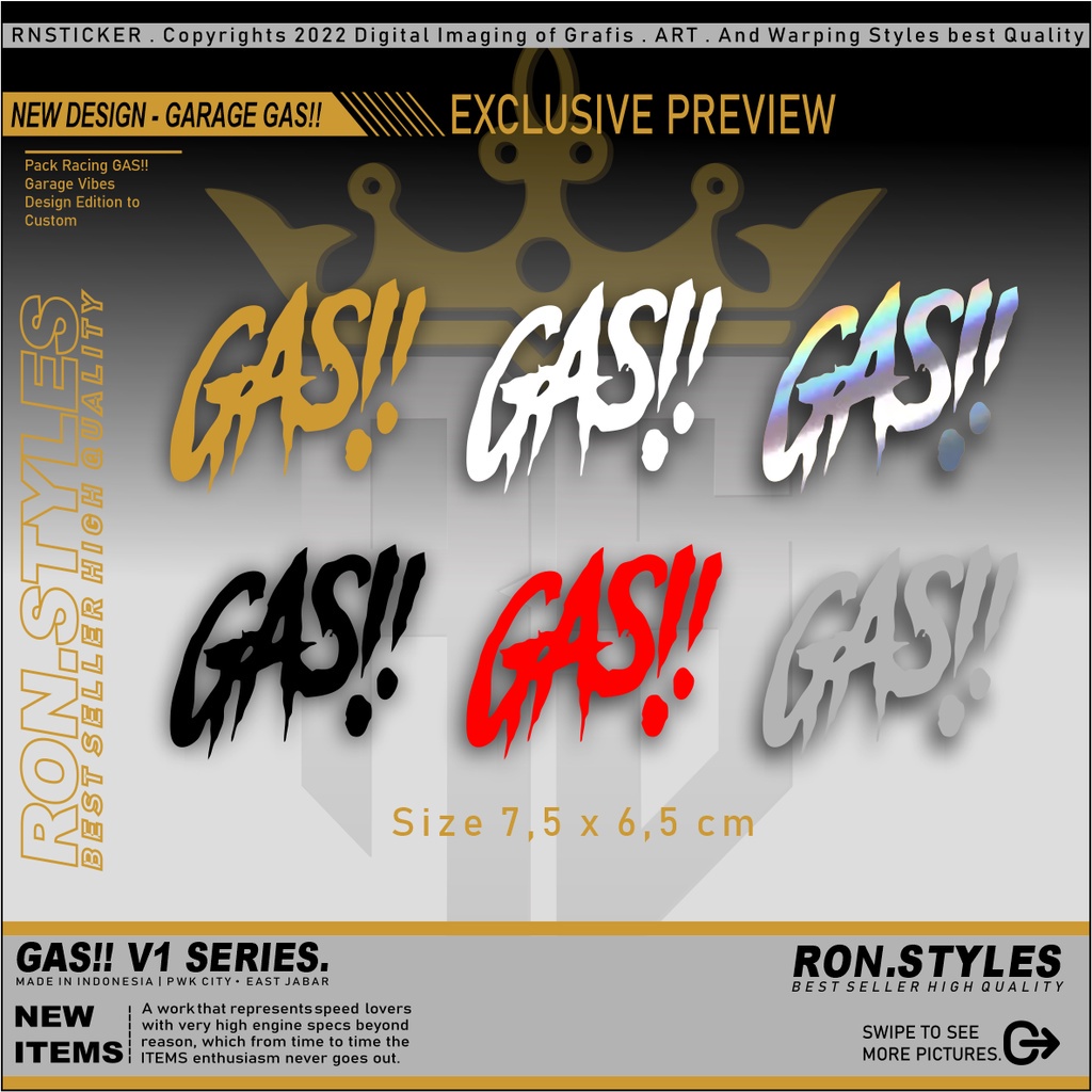 Jual ST01 CUTTING STICKER GAS!! STICKER GAS!! HOLOGRAM STIKER GARAGE ...