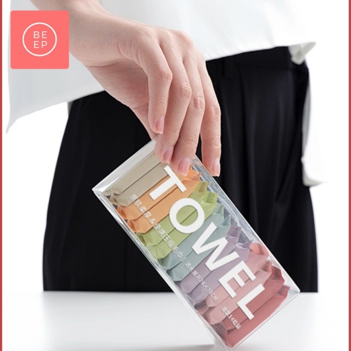 Jual handuk mini isi 14pcs travel disposable compressed portable thick ...