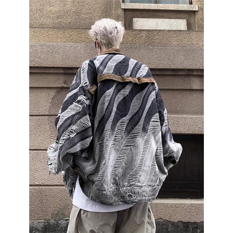 Jual Men's American style patchwork lapel gradient jacket versatile ...