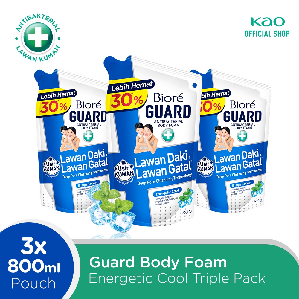 Jual Biore Guard Cool Peppermint 800ml Pouch Triplepack | Shopee Indonesia