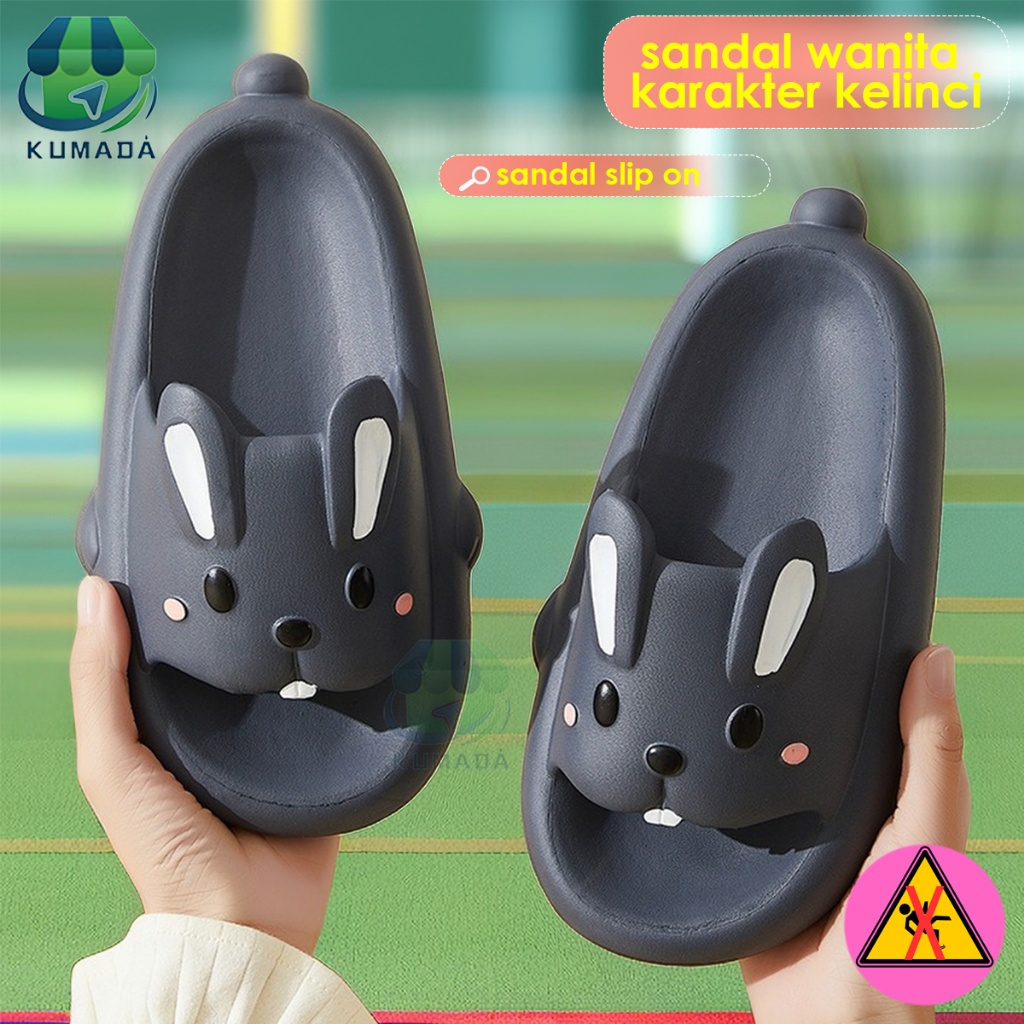 Jual Sandal Dewasa Perempuan Motif Kelinci Lucu Sendal Karet Trendy ...