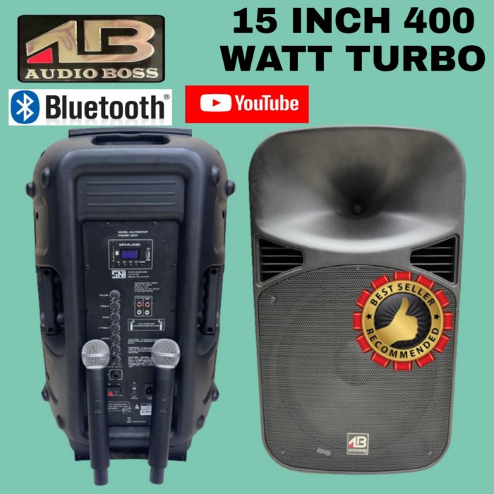 Jual SPEAKER AKTIF PORTABLE WIRELESS AUDIO BOSS 15 INCH 400 WATT TURBO ...