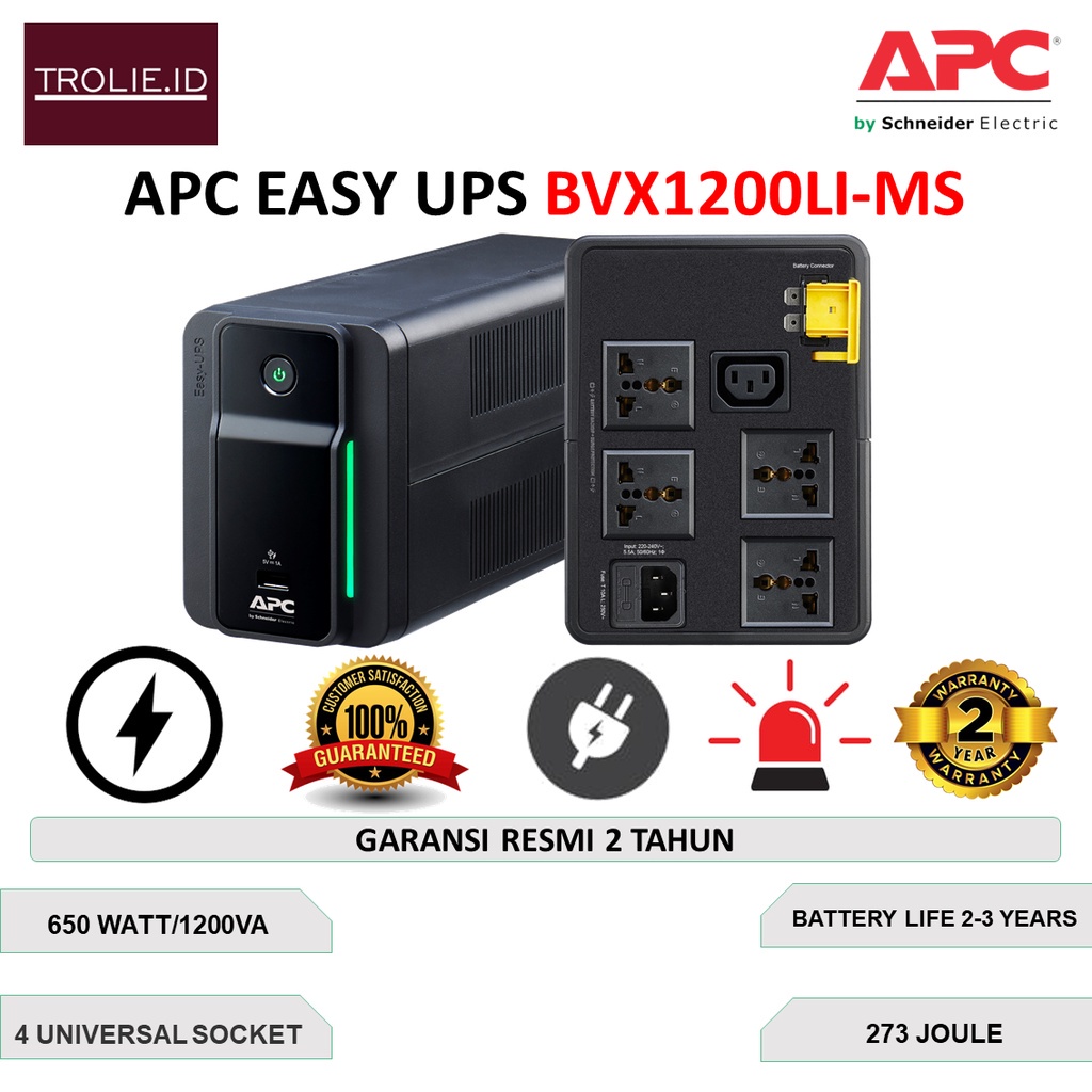 Jual UPS APC Easy UPS BVX 1200VA 650W BVX1200LI-MS | Shopee Indonesia