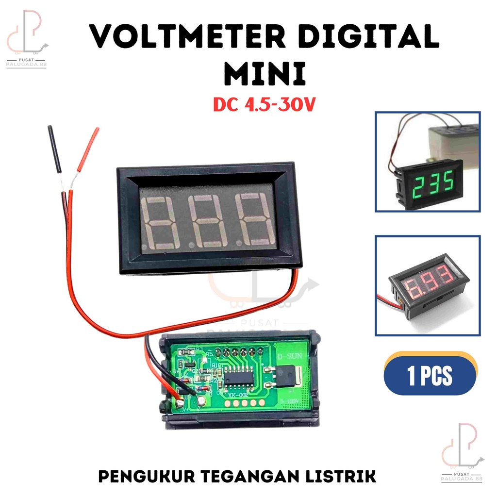 Jual Mini DC 4,5-30V Voltmeter Digital Volt Meter 0,56 ” Inch 2 Kabel ...