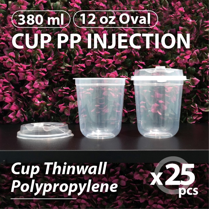 Jual Pak isi 25 pcs - Cup 12oz Injection - Gelas Thinwall Plastik PP 380ml | Shopee Indonesia