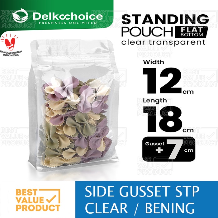Jual Standing pouch FLAT bottom 12x18 CLEAR transparant 12 x 18 + 7 cm ...