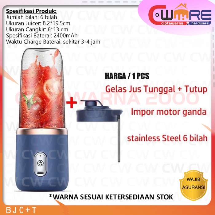 Jual Blender Juice + Tutup 6 Pisau Mini Mixer USB Pembuat Jus Recharger YS | Shopee Indonesia