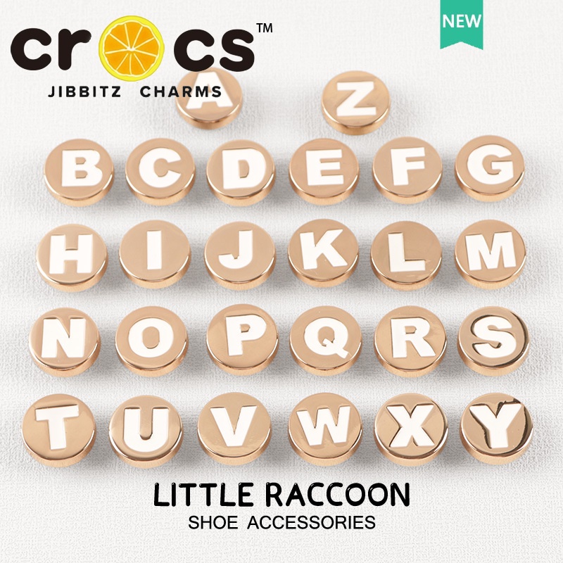 Jual jibbitz crocs charms Shoe Buckle Metal Letter A-Z Hole Accessories ...