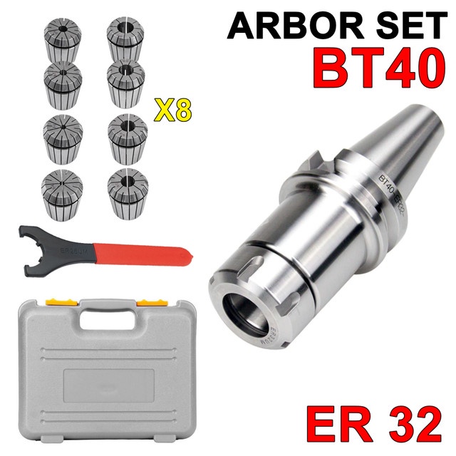 Jual Arbor Set BT40 ER32 Collet Chuck 8 Pcs BT 40 ER 32 Milling CNC | Shopee Indonesia
