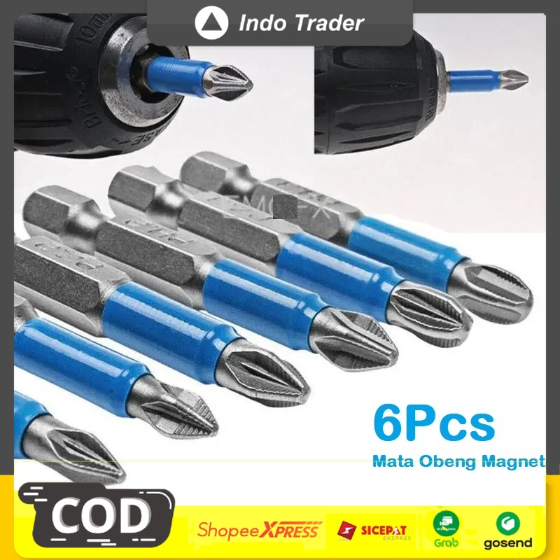 Jual 1 Set Mata Obeng Plus Magnet Hex 1/4 inch Philip Drill Bits ...