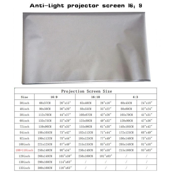 Jual Kain Layar Proyektor Anti-light Ambient Screen Curtain - 100 inch ...