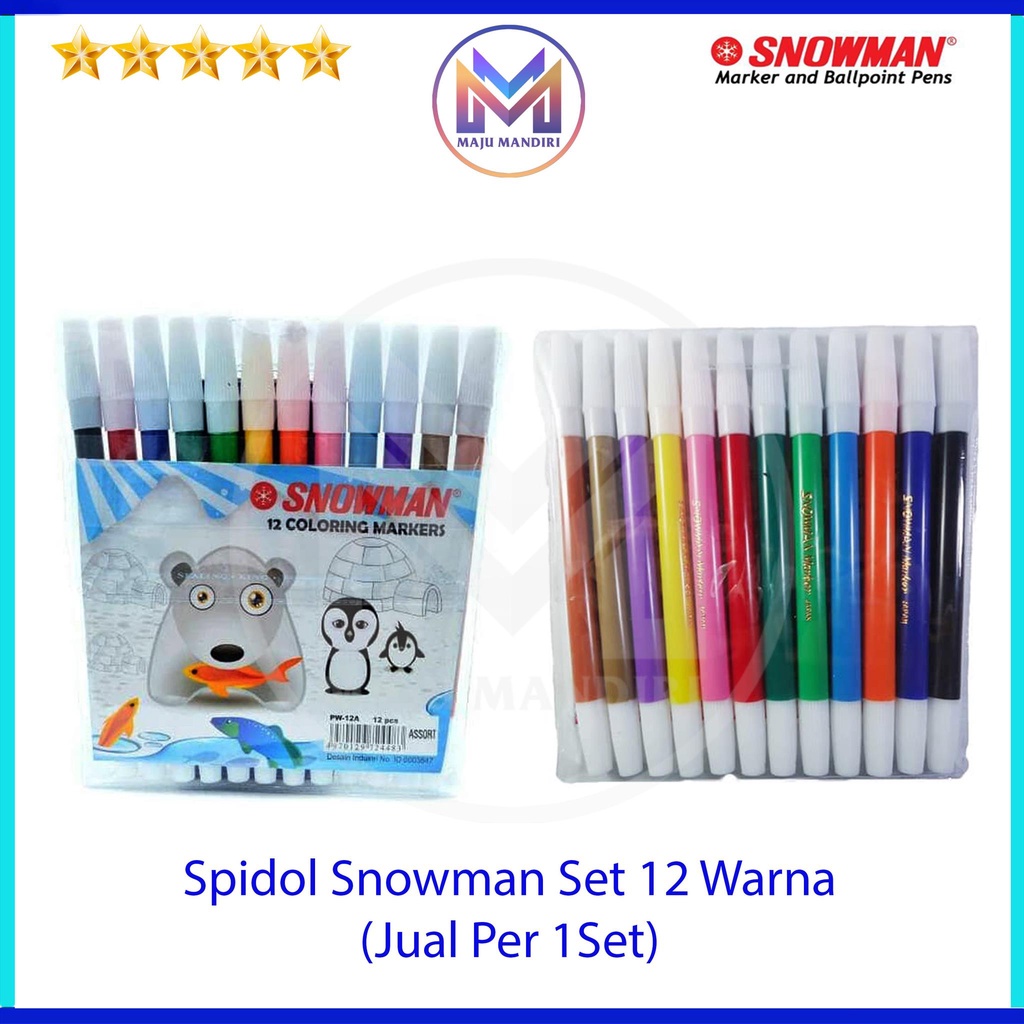 Jual Spidol Snowman Kecil 12 Warna / Sepidol Set 12 Colours Permanent ...