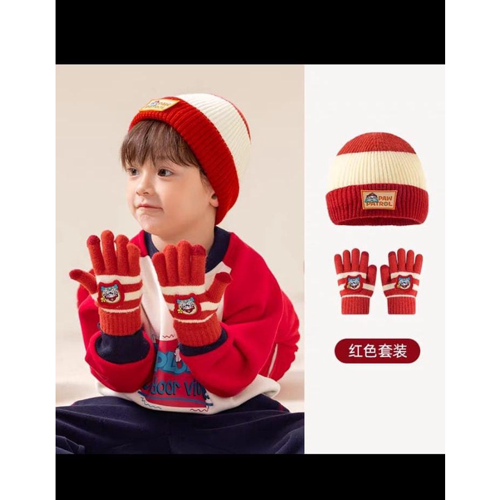 Jual Set topi kupluk & handgloves sarung tangan winter musim dingin ...