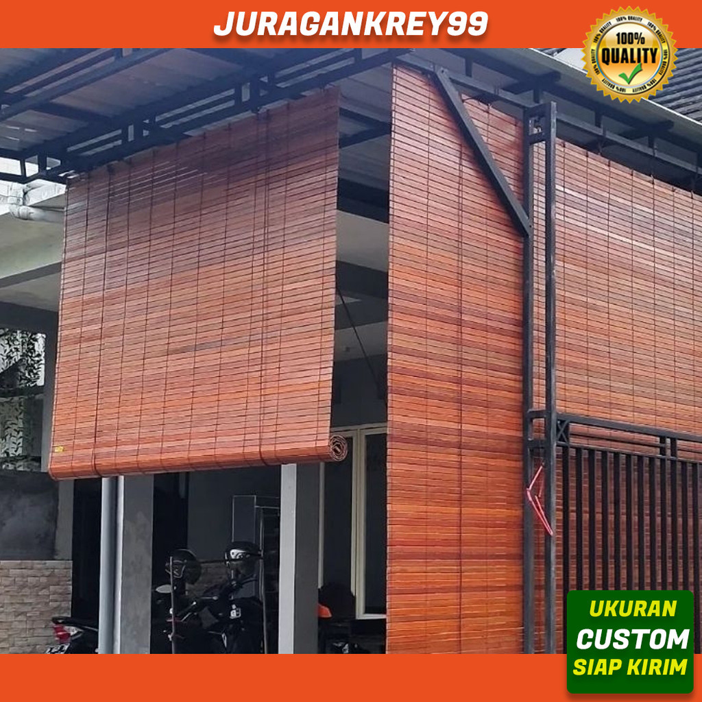 Jual Krey tirai bambu sawit Full Plitur vernis ukuran 3x3m BONUS ...