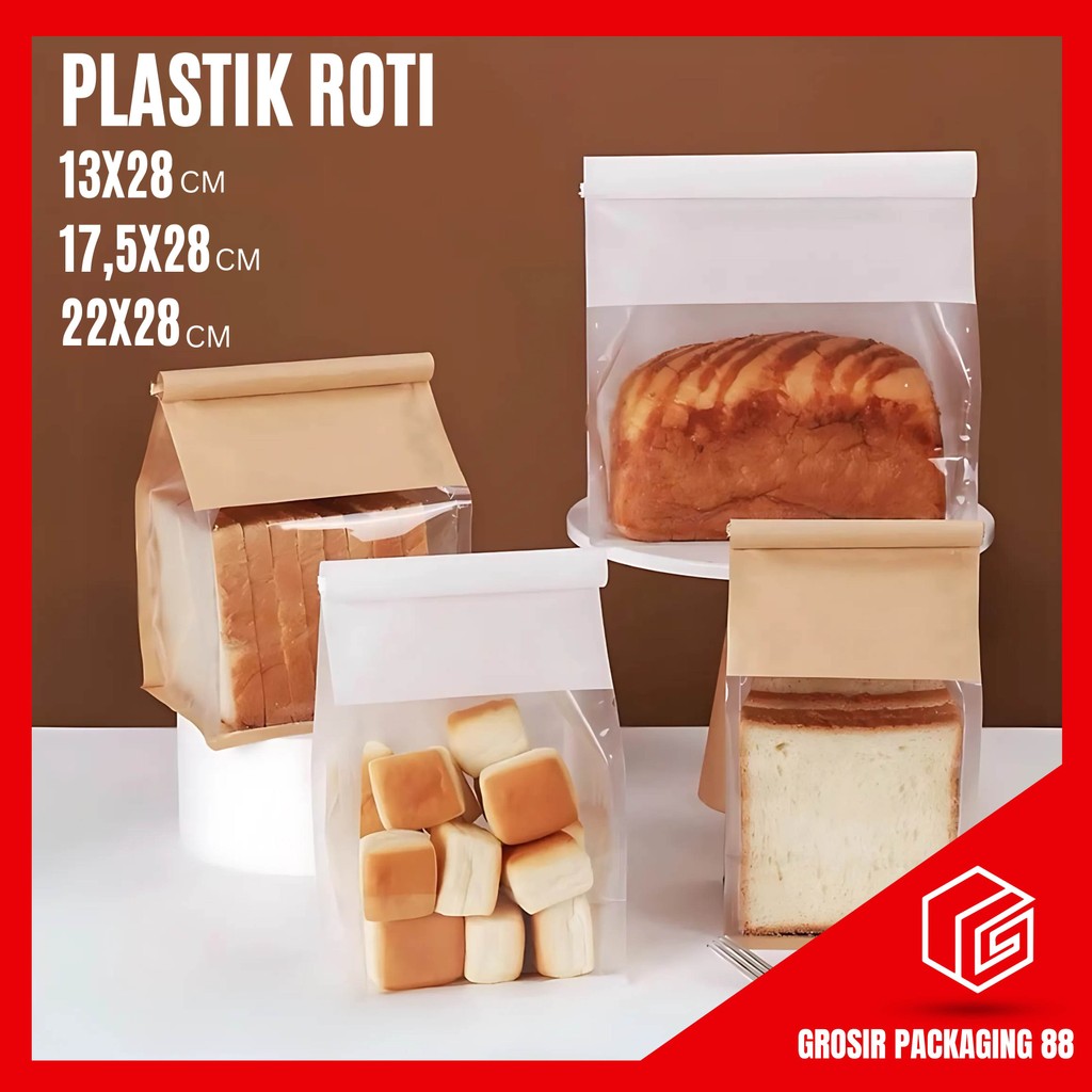 Jual 50 PCS Kantong Roti Tawar Kertas Kraft Paper Bag Toast Box Roti ...