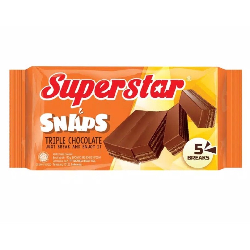Jual SUPERSTAR SNAPS 28 GRAM TRIPLE CHOCOLATE BISKUIT WAFER KUE CEMILAN ...