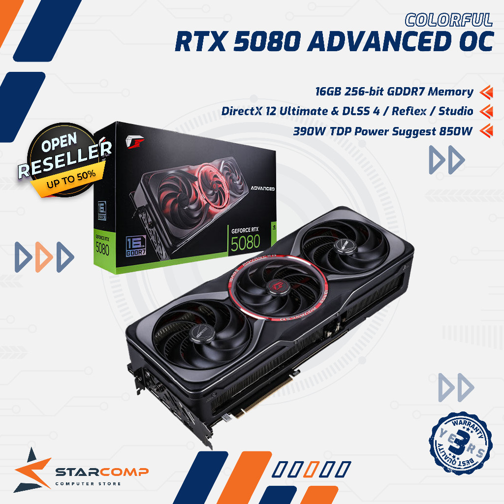 Jual Colorful GeForce RTX 5080 Advanced OC 16G-VGDDR7 VGA RTX5080 ...