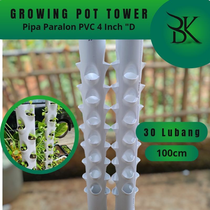Jual GROWING POT TOWER 30 LUBANG TANAM 1 meter Vertikal vertikultur ...