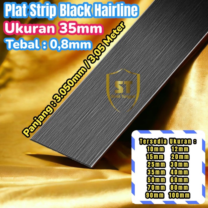 Jual LIST PLAT STRIP BLACK HAIRLINE 35MMX305CMxT 0.8MM STAINLESS SS 201 ...