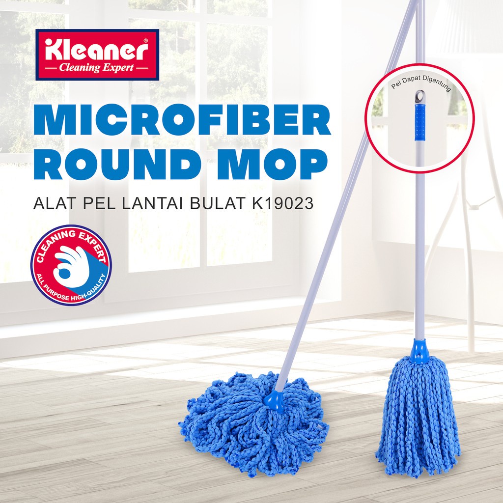 Jual Kleaner Alat Pel Sumbu Bulat Microfiber Round Mop Pembersih Lantai ...