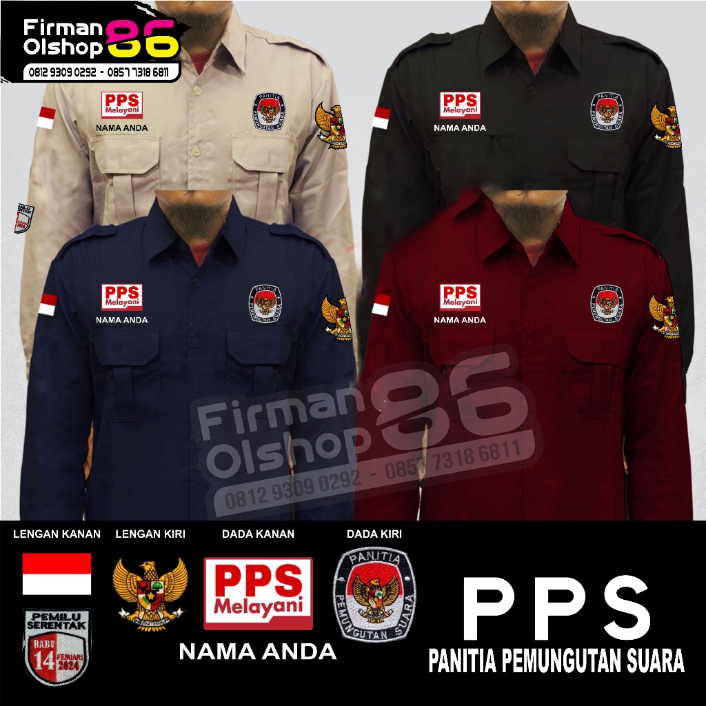 Jual DF43DJ BIG SIZE Kemeja PPS full atribut baju PPS seragam PPS kemeja panitia pemungutan ...